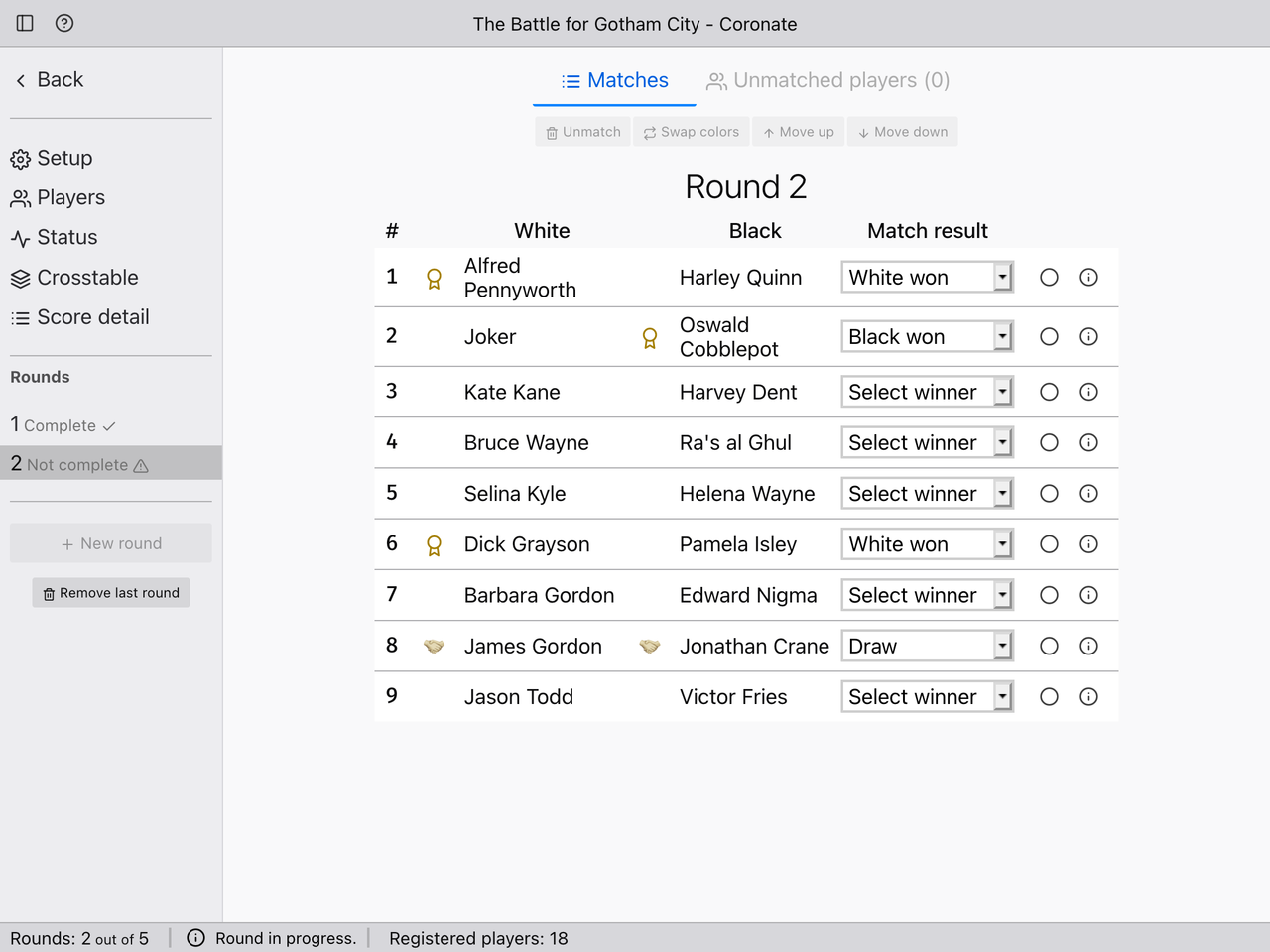 Coronate: a Swiss chess tournament manager